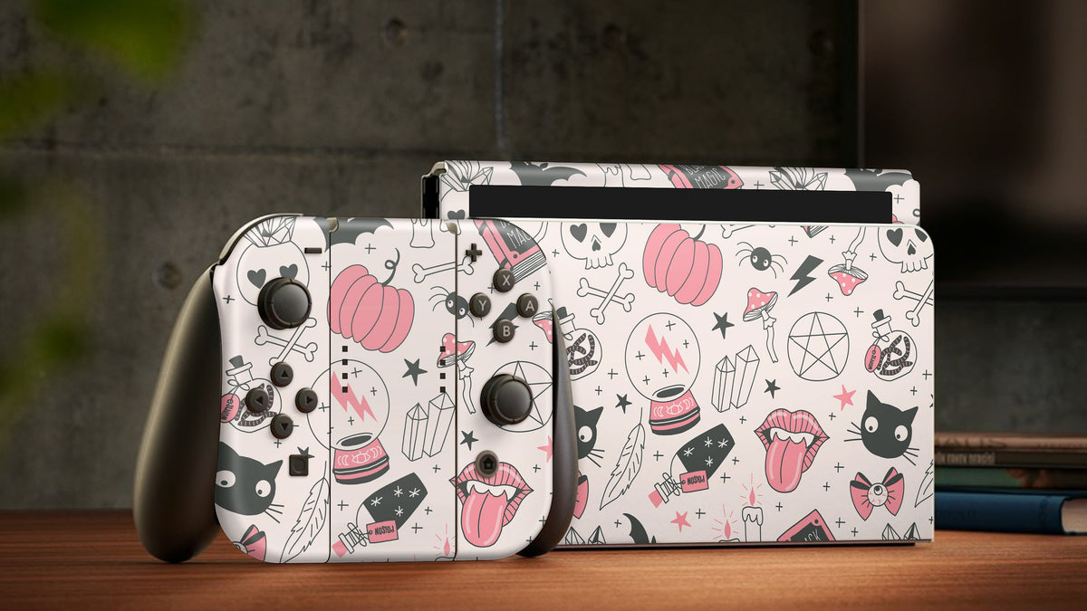 Oled Nintendo Switch Skin Decals Magical Pinky Full Wrap Vinyl ...