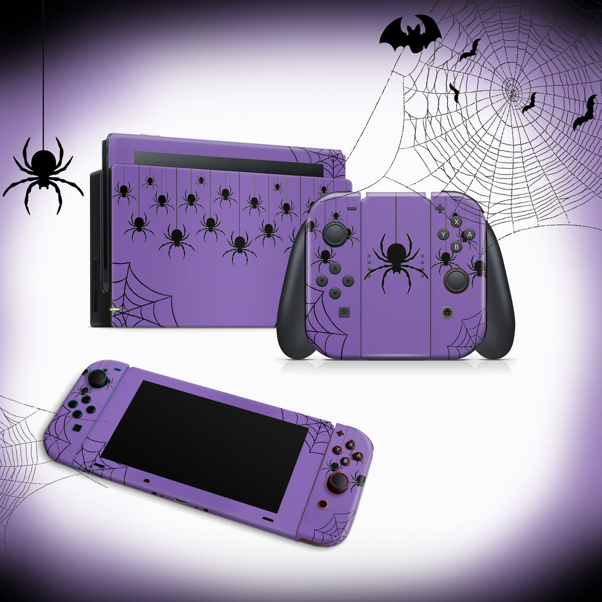 Nintendo Switch Skin Decal For Console Joy-Con And Dock Spider Web ...
