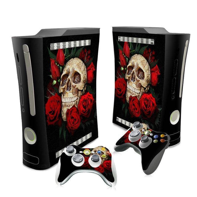 Xbox 360 Skin Sticker Console Skin Decal And 2 Controller Skull Roses ...